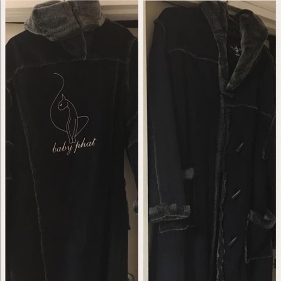 Baby Phat | Jackets & Coats | Black Shearling Suede Baby Phat Coat Size ...